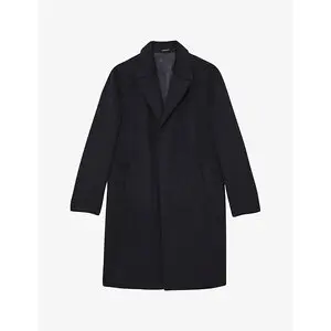 REISS Squire Single-breasted Wool-blend Overcoat - Navy