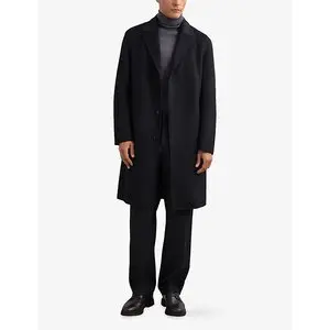REISS Squire Single-breasted Wool-blend Overcoat - Navy