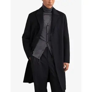 REISS Squire Single-breasted Wool-blend Overcoat - Navy