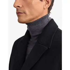 REISS Squire Single-breasted Wool-blend Overcoat - Navy