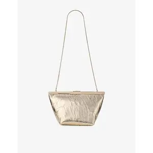 JIMMY CHOO Metallic Leather Clutch - Light Platinum/light