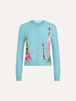 Oscar De La Renta Foxglove Threadwork Cardigan - Blue