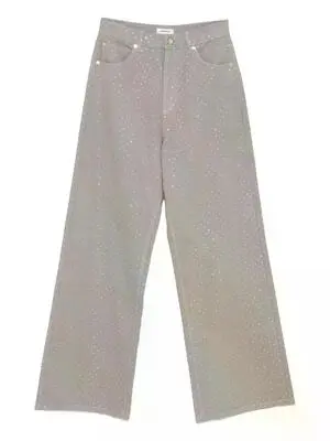 Sandro Rhinestone Embellished Wide-leg Jeans