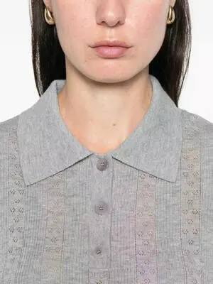 Sandro Pointelle Knit Polo Top