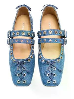 Mach & Mach Eyelet-lace Ballet Flats
