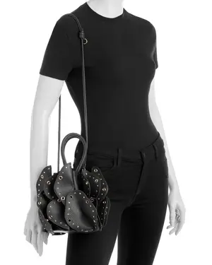 Farm Rio Leather Flower Bucket Bag - Charcoal