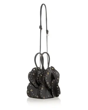 Farm Rio Leather Flower Bucket Bag - Charcoal