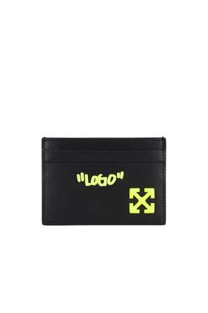Off-White Jitney Quote Card Case In Black - Black & Yellow