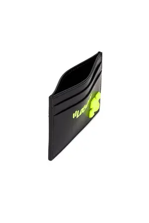 Off-White Jitney Quote Card Case In Black - Black & Yellow