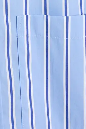 Veronica Beard Maia Cropped Striped Shirt - Light Blue