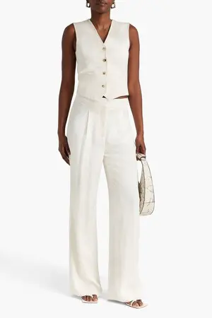 Veronica Beard Robinne Pleated Wide-leg Pants - Off-white