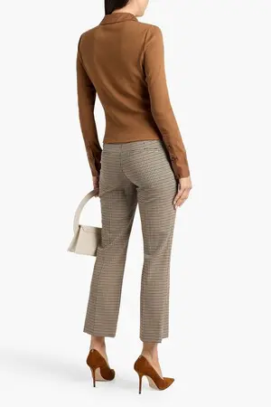 Veronica Beard Scottie Poplin-trimmed Ribbed Pima Cotton-blend Shirt - Light Brown