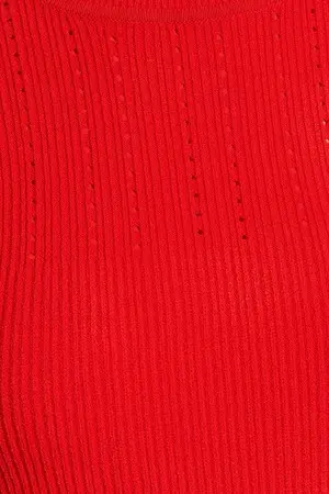 Veronica Beard Nami Pointelle And Ribbed-knit Midi Dress - Red