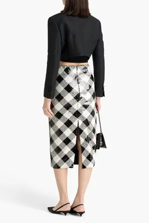 Veronica Beard Allora Checked Sequined Crepe Midi Skirt - Black