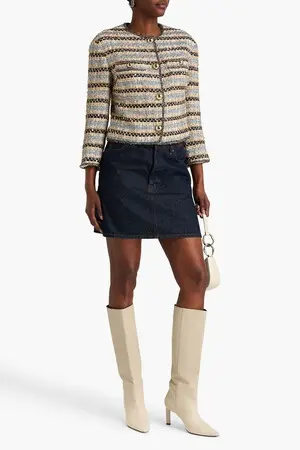 Veronica Beard Sumira Striped Metallic Tweed Jacket - Beige