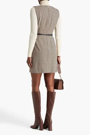 Veronica Beard Yumi Houndstooth Twill Mini Dress - Sand