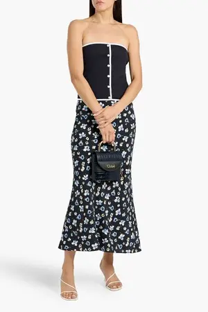 Veronica Beard Valley Strapless Embellished Ribbed Top