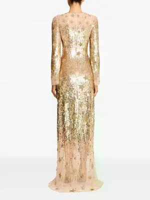 Jenny Packham Galatic Sequin Embellished Gown - Yellow