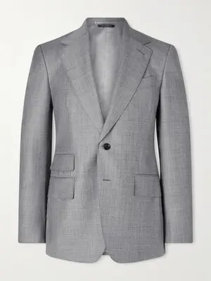 TOM FORD Shelton Super 110s Wool Blazer - Gray