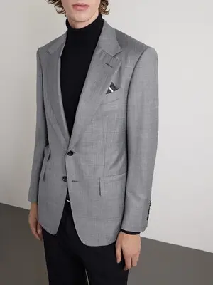 TOM FORD Shelton Super 110s Wool Blazer - Gray
