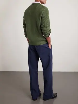 TOM FORD Ribbed Wool Crewneck Sweater - Green