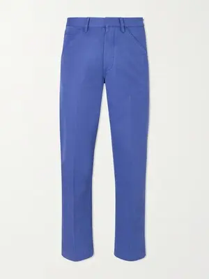 TOM FORD Straight-leg Cotton-twill Trousers - Blue
