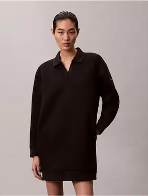 Calvin Klein Mini Polo Sweatshirt Dress - Black