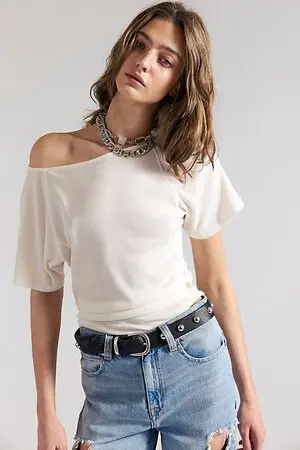Free People Lucy Off-the-shoulder Tee - Sugar Swizzle