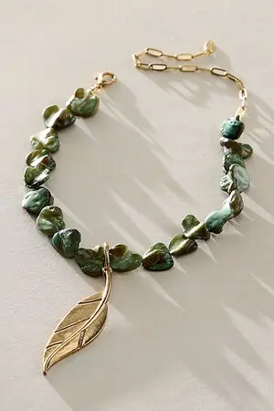 Free People Leila Pendant Necklace - Fall Olive