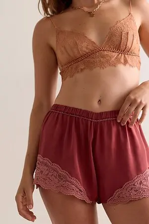 Free People Lace Trim Tap Shorts - Paper Lantern