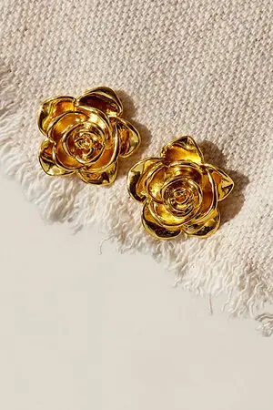 THE CRYSTAL BOUTIQUE Rose Stud Earrings - Gold