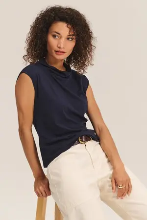 Velvet By Graham & Spencer Fletcher Sleeveless Cotton Tee - Black
