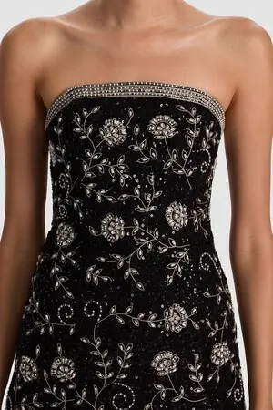 Alice + Olivia Katia Embellished Mini Gown - Gray / Black / White - 40% Off  | Editorialist