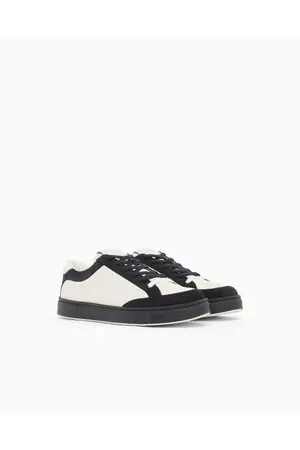 Emporio Armani Leather And Suede Sneakers - Navy