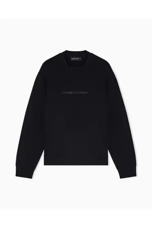 Emporio Armani Emporio Armani Double-Jersey Sweatshirt With Logo Print - Black