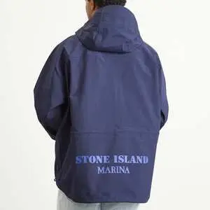 Stone Island Marina 3l Performance Pertex Popover Jacket - Navy Blue