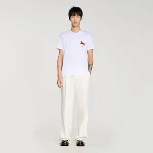 Sandro Embroidered T-shirts For Men