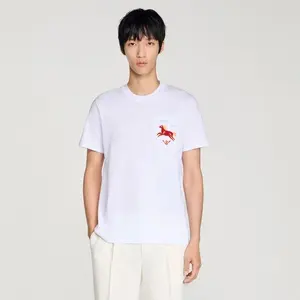 Sandro Embroidered Horse Cotton T-shirt - White