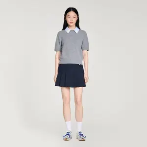Sandro Fine Knit Wool Sweater With Detachable Collar