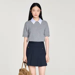 Sandro Fine Knit Wool Sweater With Detachable Collar