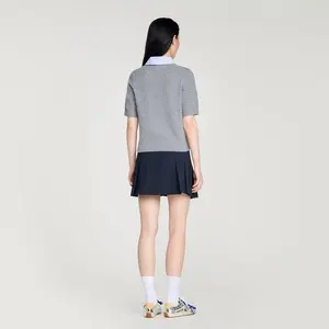 Sandro Fine Knit Wool Sweater With Detachable Collar