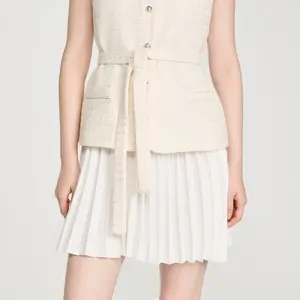 Sandro Two-material Mini Dress - Ecru