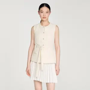 Sandro Two-material Mini Dress - Ecru