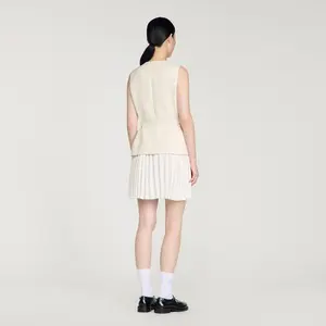 Sandro Two-material Mini Dress - Ecru