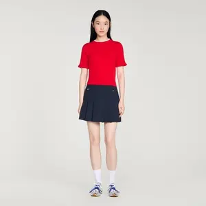 Sandro Contrast Collar Wool Sweater