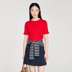 Sandro Contrast Collar Wool Sweater