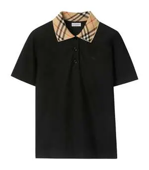 Burberry Cotton Check-collar Polo Shirt - Black