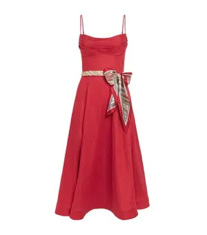 Zimmermann Linen Rebellion Tuck Midi Dress