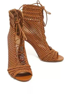 GIANVITO ROSSI Woven Lace-up Stiletto Boots