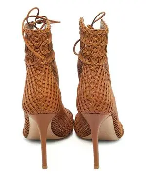 GIANVITO ROSSI Woven Lace-up Stiletto Boots